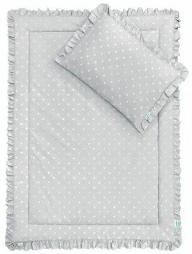 Souprava polštář a přikrývka 100x135 - s volánky / Lovely Dots Grey  2485