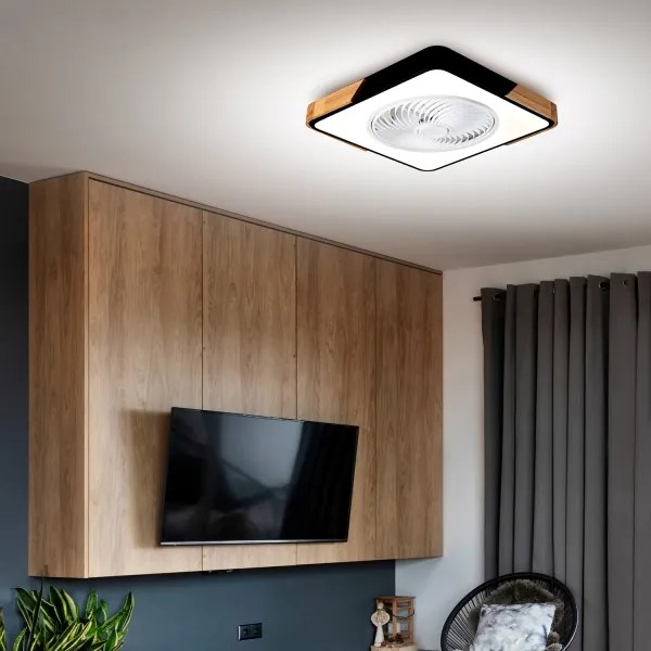 Brilagi-LED Stmív. svítidlo s ventilátorem LED/30W/230V 3000-6500K černá/dub+DO