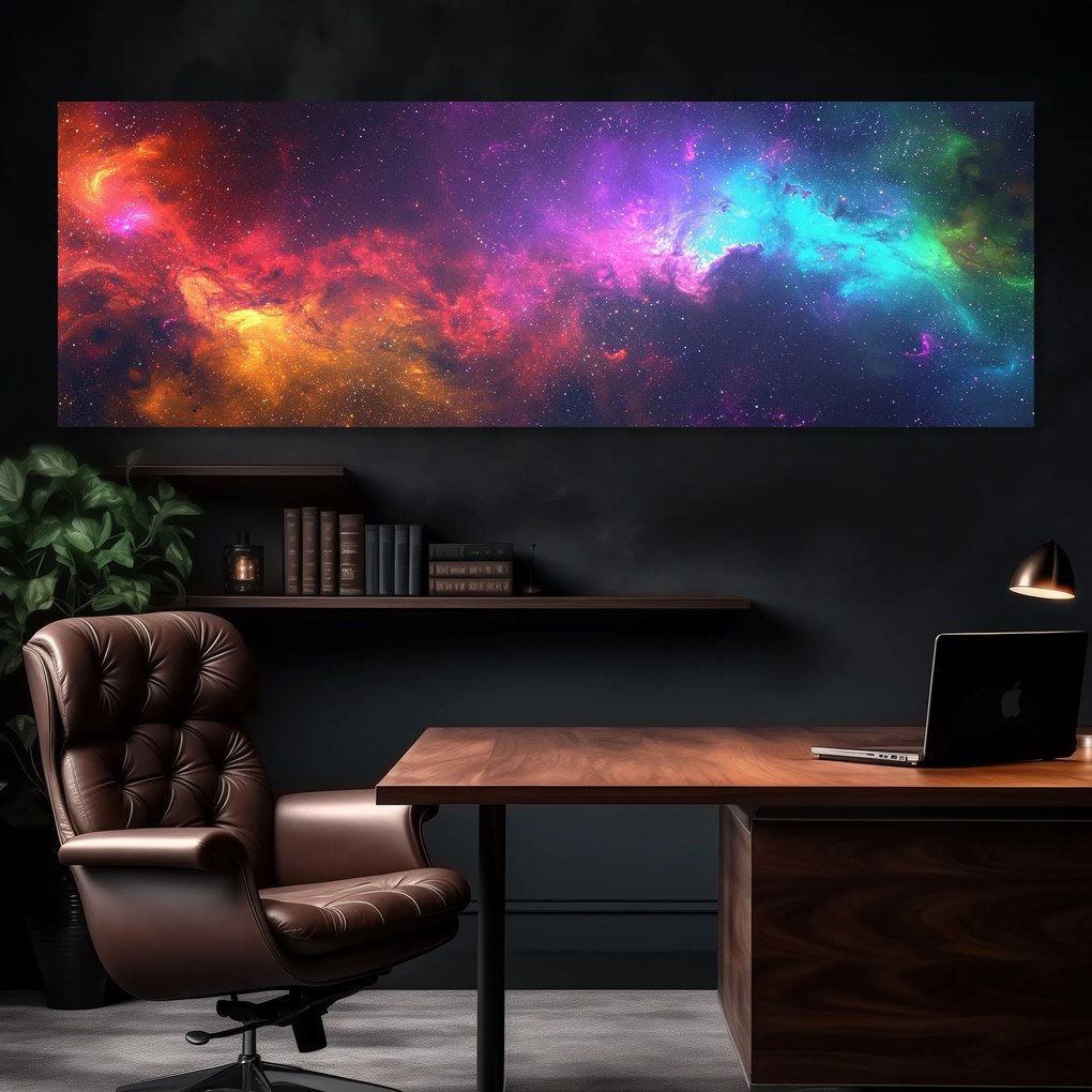 Obraz na plátně - Vesmírná galaxie Ulmeon FeelHappy.cz Velikost obrazu: 120 x 40 cm