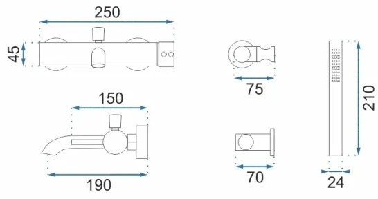 REA-B8010 - Vanová sada LUNGO broušená zlatá