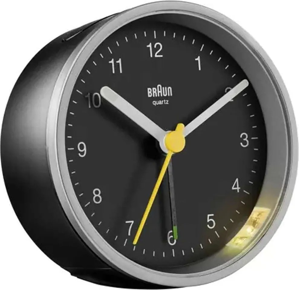 Braun - Analogový budík BC12, stříbrná/černá 4007218671028