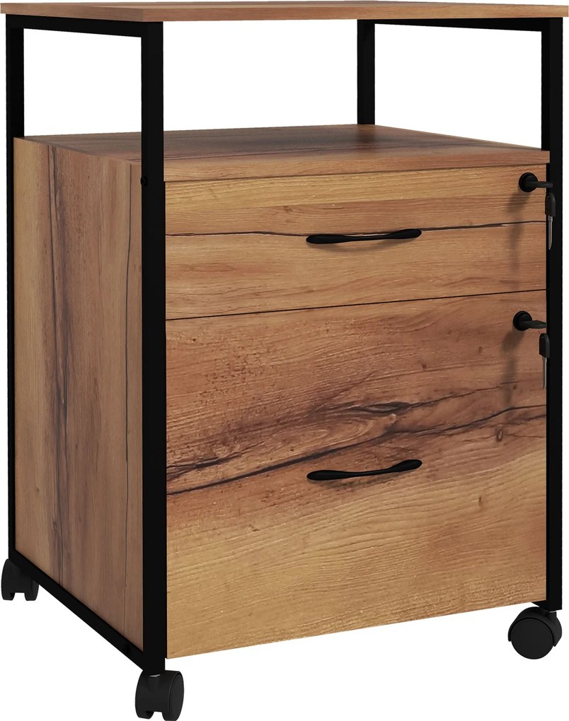 Vinsetto kancelářský filingový kabinet s klíči, mobilní filingový kabinet na kolečkách, 2 zásuvky, závěsná tyč pro dokumenty velikosti A4, 44x40x66.5…