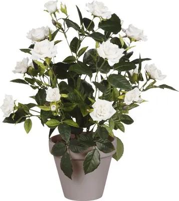 Umělá květina růže v květináči 33x25 cm bílá