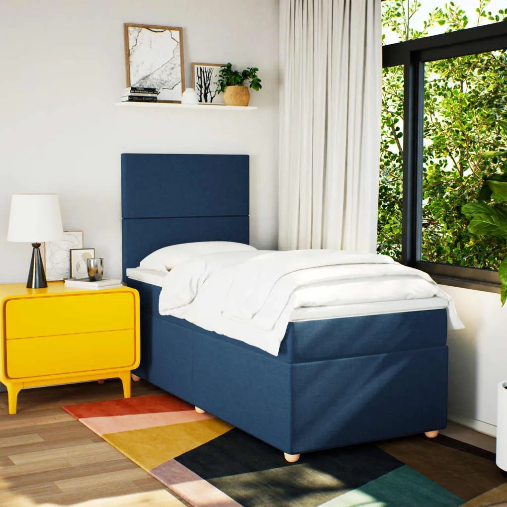 Box spring postel s matrací modrá 80x200 cm textil 3291106