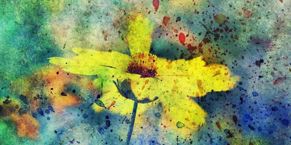 Obraz žlutý květ s vintage nádechem Varianta: 120x60