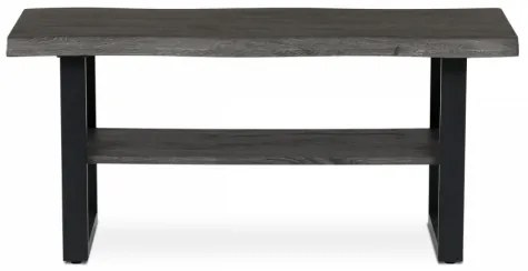 Konferenční stolek 120x60 dekor šedý dub police kovové nohy černý lak CT-F4212 GREY