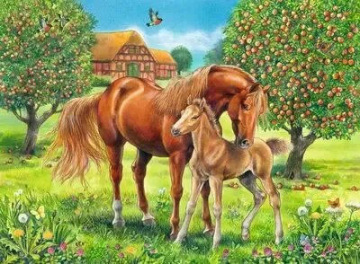 Ravensburger Koně na pastvině / 100 dílků / od 6 let