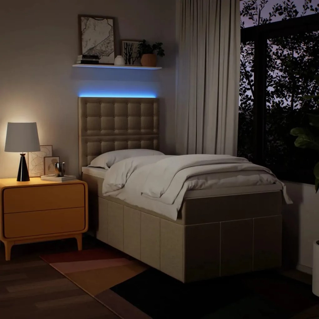 Box spring postel s matrací krémová 80 x 200 cm textil 3293814