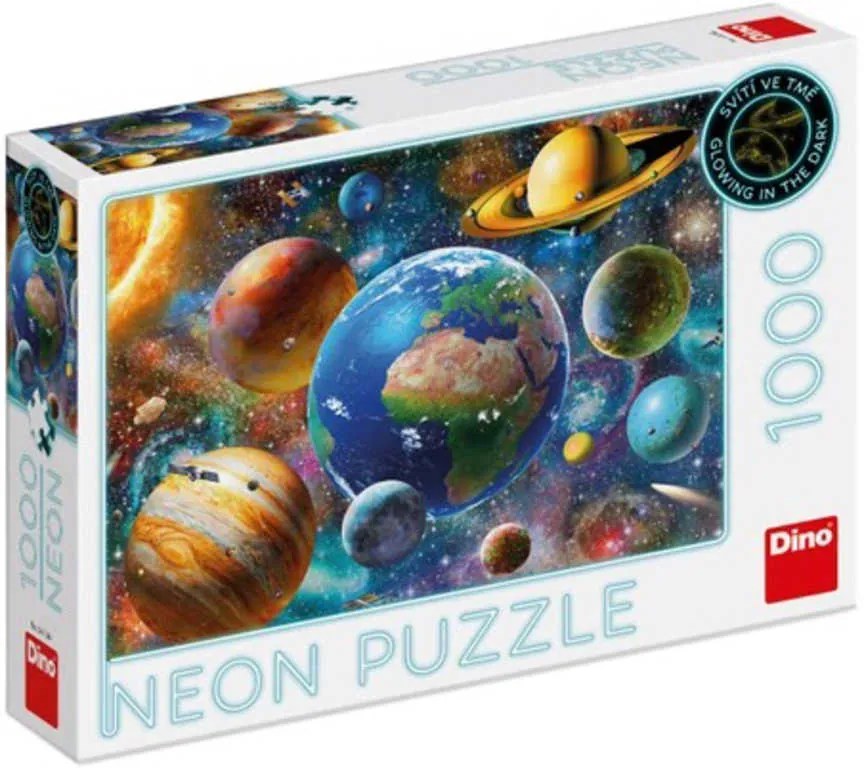 DINO Puzzle 1000 dílků Planety 66x47cm svítí ve tmě neon skládačka dn541344