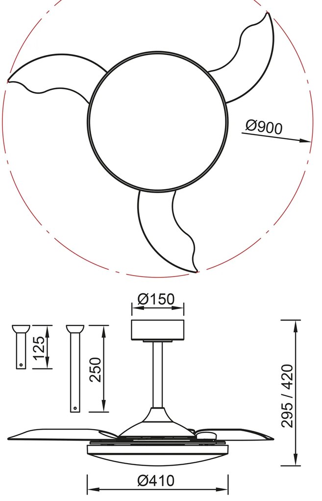 Mantra Slim Mini, rozvinovací ventilátor se svítidlem a dálk. ovladačem, LED 45W 2700-5000K, bílá/dřevěná, průměr 41/90cm