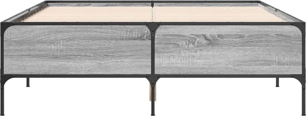 Rám postele šedý sonoma 150 x 200 cm kompozitní dřevo a kov 3279795