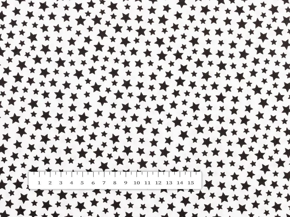 Biante Bavlněný běhoun na stůl Sandra SA-310 Černé hvězdičky na bílém 45x180 cm