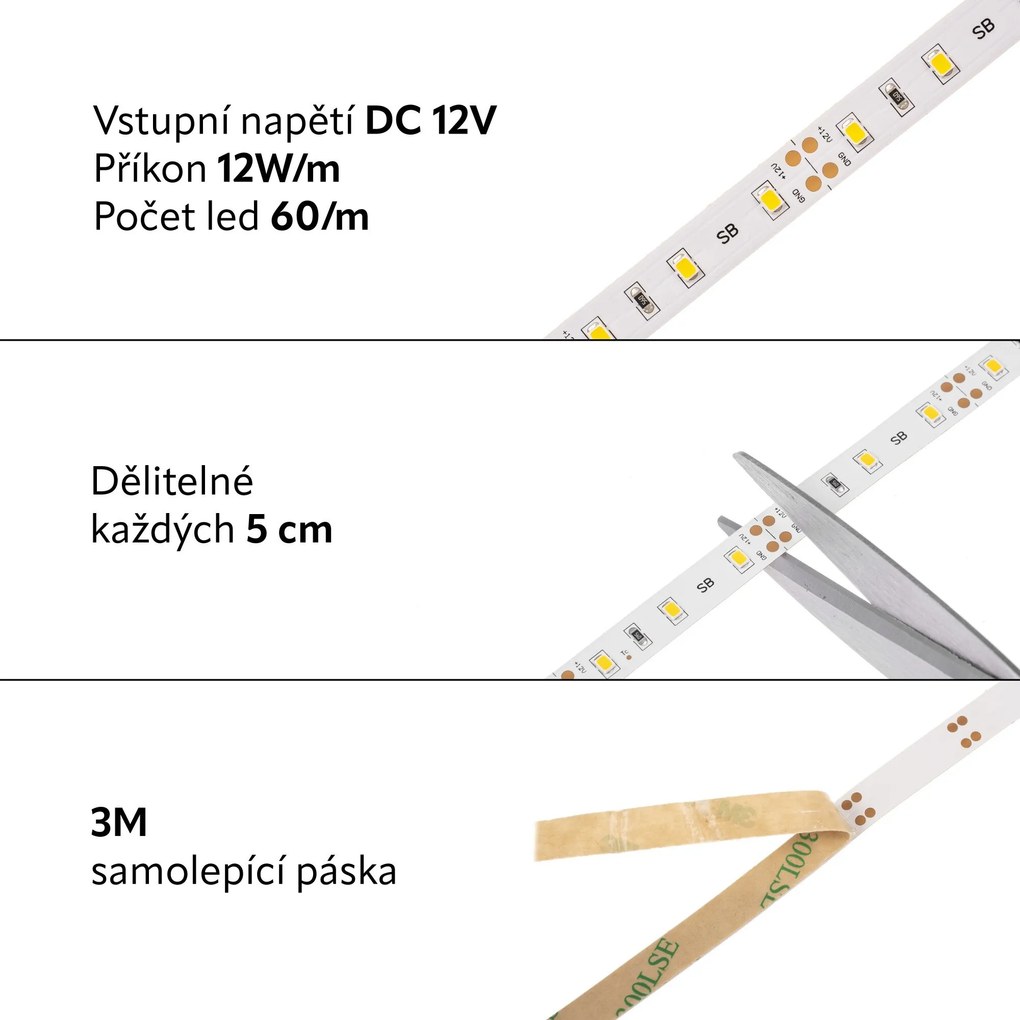 T-LED LED pásek SB3-300 vnitřní Modrá 7710 12V 12W/m IP 20 Počet diod 60