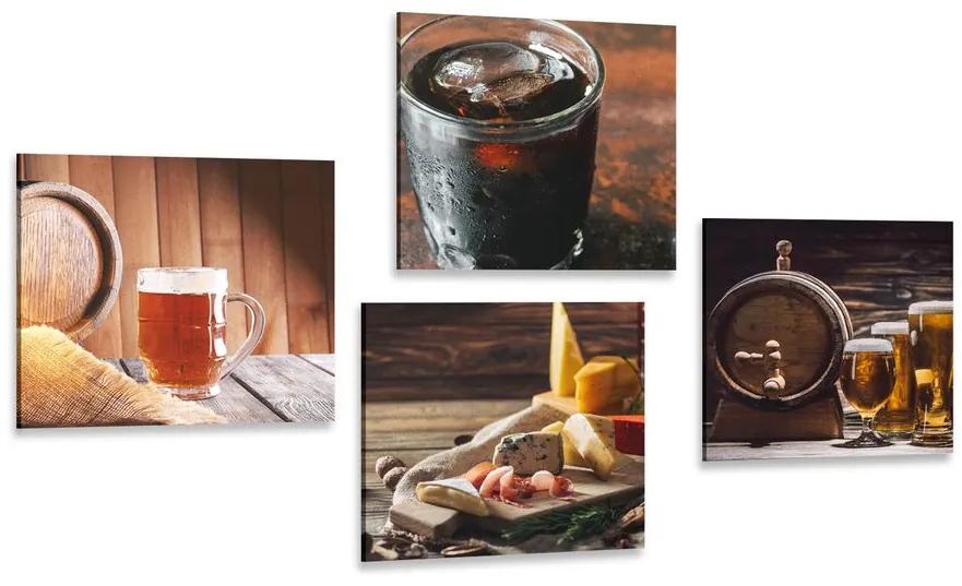 Set obrazů nápoje s chutným občerstvením Varianta: 4x 60x60