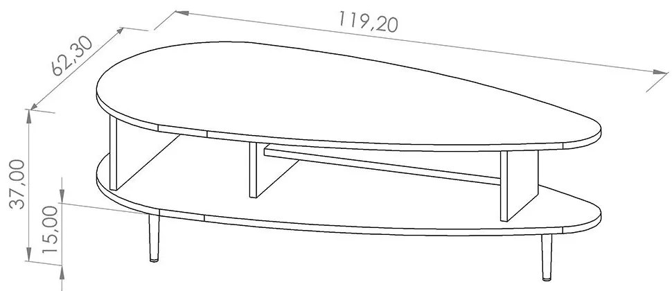 VASINA | konferenční stolek | VS-04 | 119,2x62,3 cm | dub brandy castello