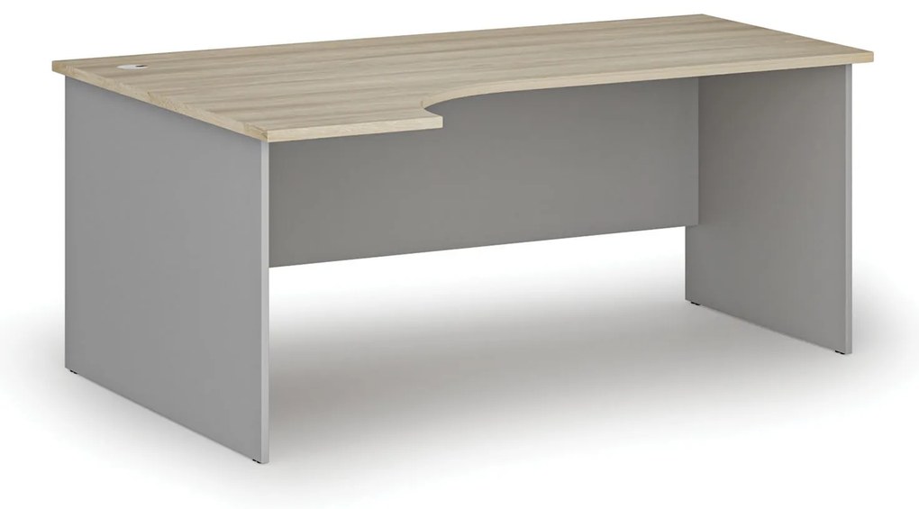 Rohový kancelářský psací stůl PRIMO GRAY, 180x120 cm, levý, šedá/dub přírodní