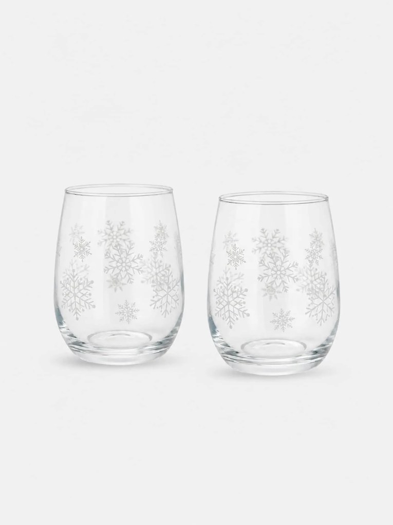 Sinsay - Vánoční sklenice s potiskem sněhových vloček 2 pack - clear