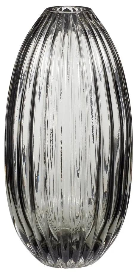 Šedá skleněná váza Hübsch Smoked, výška 30 cm