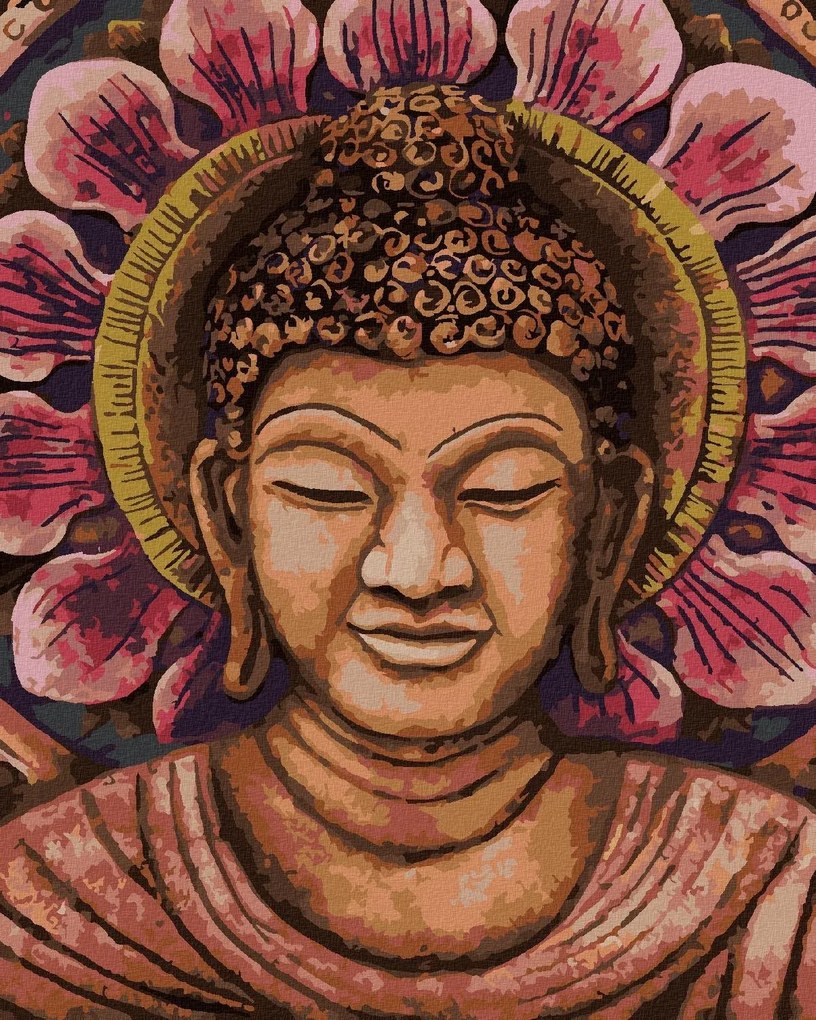 zuty zuty - malování podle čísel - oranžový buddha, 40x50 cm, plátno+rám