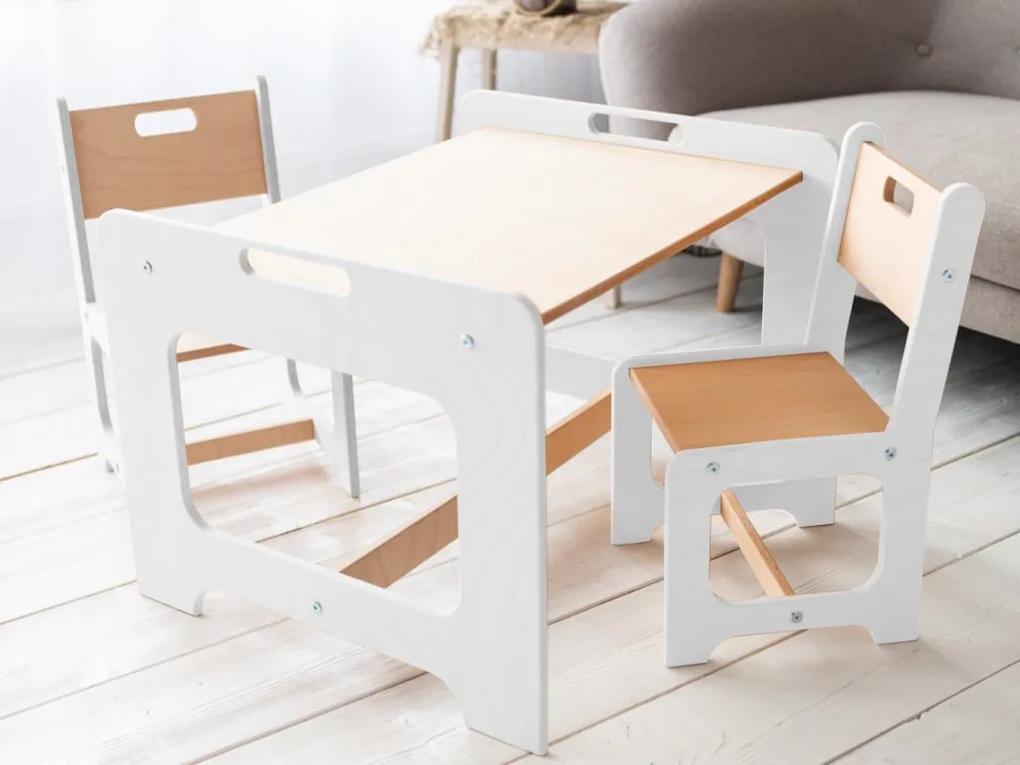 Woodisio Set Židle a stolku SIMO Barva: Bílá - transparentní lak