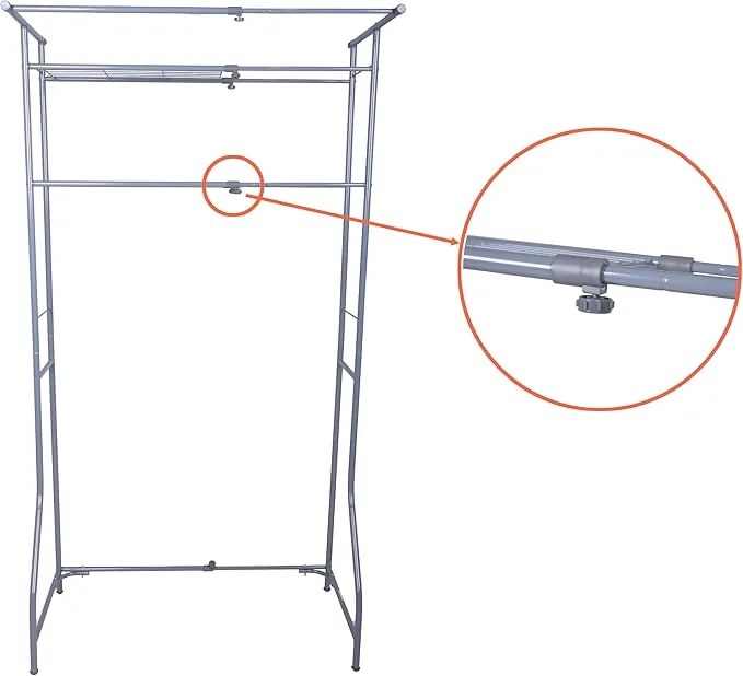 Kovový koupelnový regál nad pračku FIXANO 170x60-90 cm, šedá