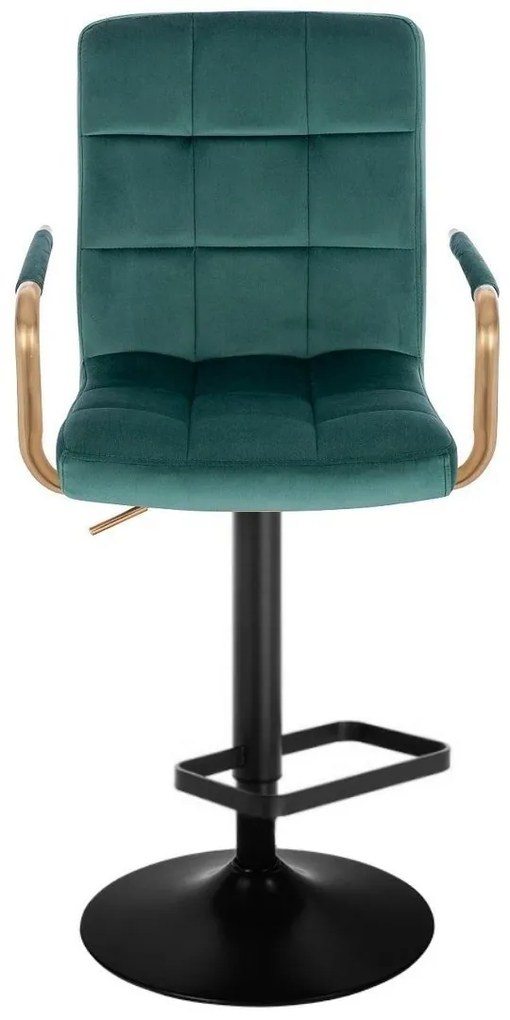 LuxuryForm DESIGN Barová židle VERONA GOLD VELUR na černé kulaté podstavě - zelená