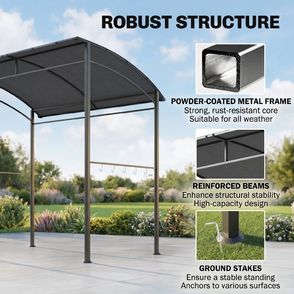 Grilovací pavilon Outsunny 215 x 150 x 220 cm, voděodolný zahradní pavilon s klenutou střechou, zahradní altán s háčky, grilovací pavilon, zahradní s…