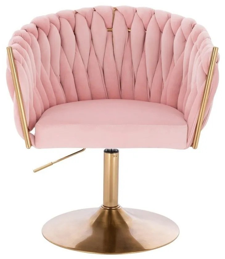 LuxuryForm DESIGN Otočná židle NORDEN VELUR na zlatém talíři - růžová