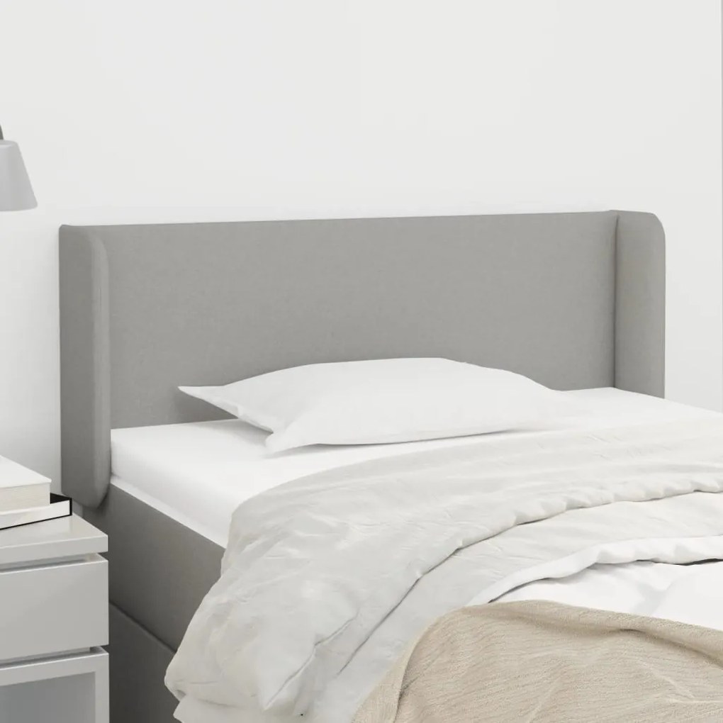 Čelo postele typu ušák světle šedé 93x16x78/88 cm textil 3118470