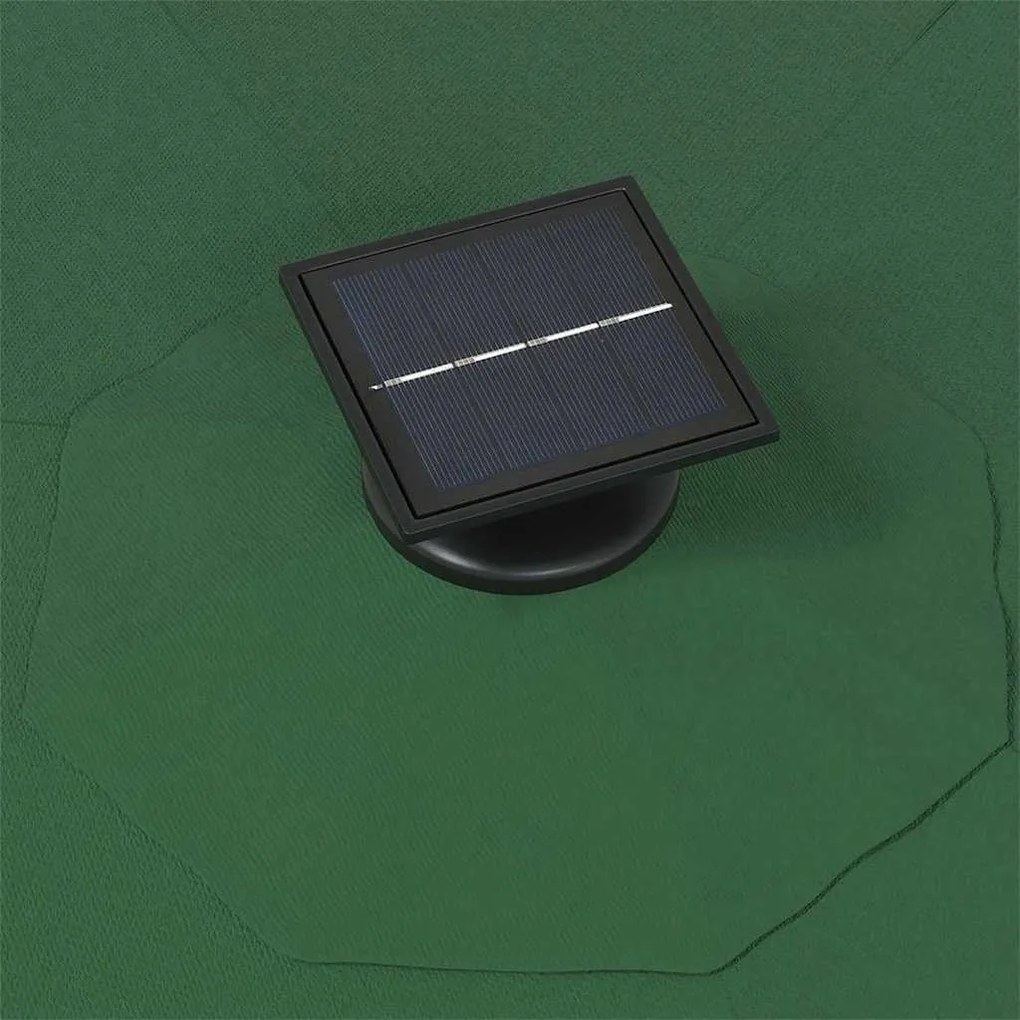 Nástěnný zahradní slunečník s LED 300 cm zelený 312523