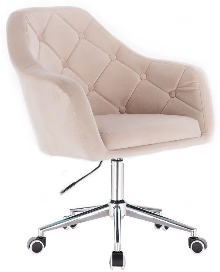 LuxuryForm DESIGN Křeslo ANDORA VELUR na stříbrné podstavě s kolečky - krémové