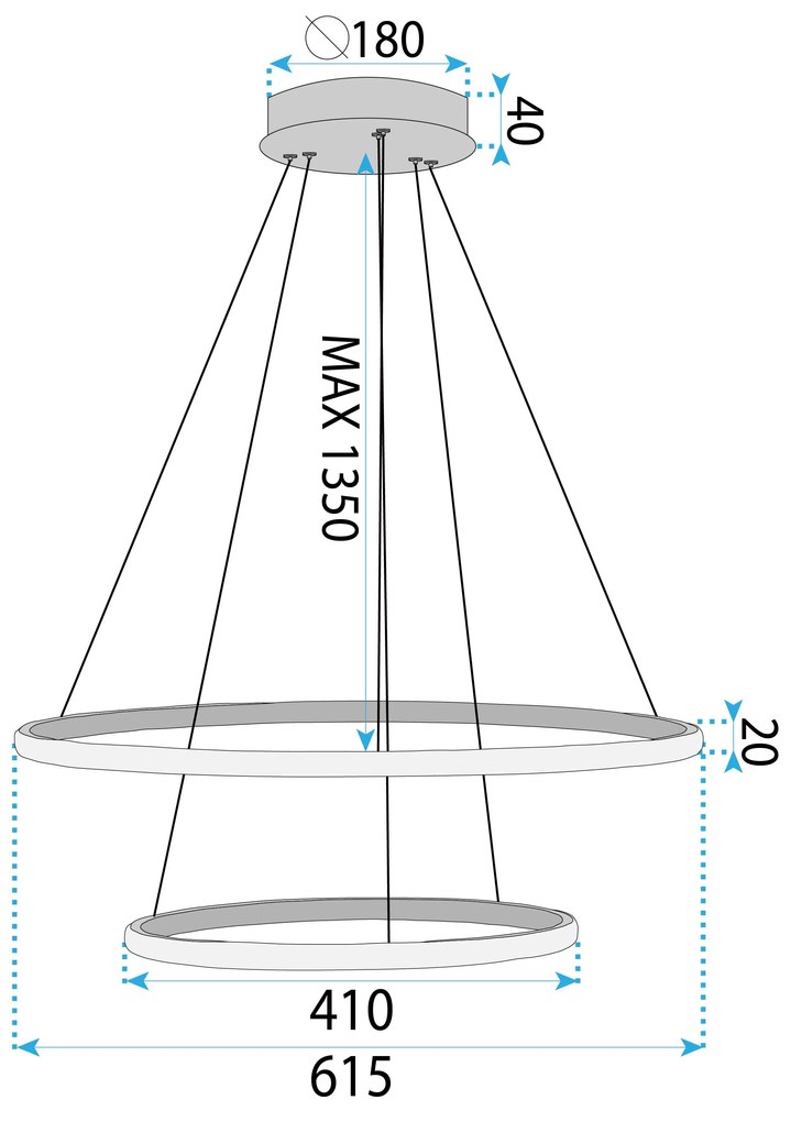 Toolight Závěsné LED osvětlení E2 LHJ008-CP2 kartáčovaná zlatá