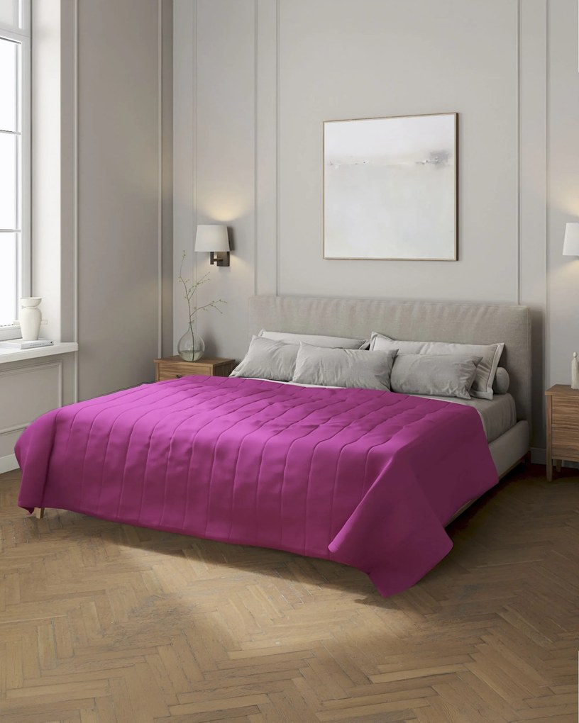 Přehoz s podélným prošitím barva růžová látka pletený vzor