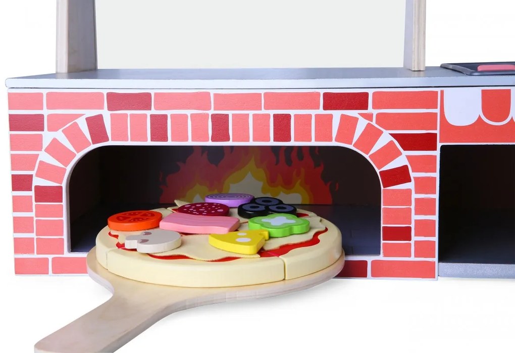 Dřevěná Pizzerie Ecotoys barevná