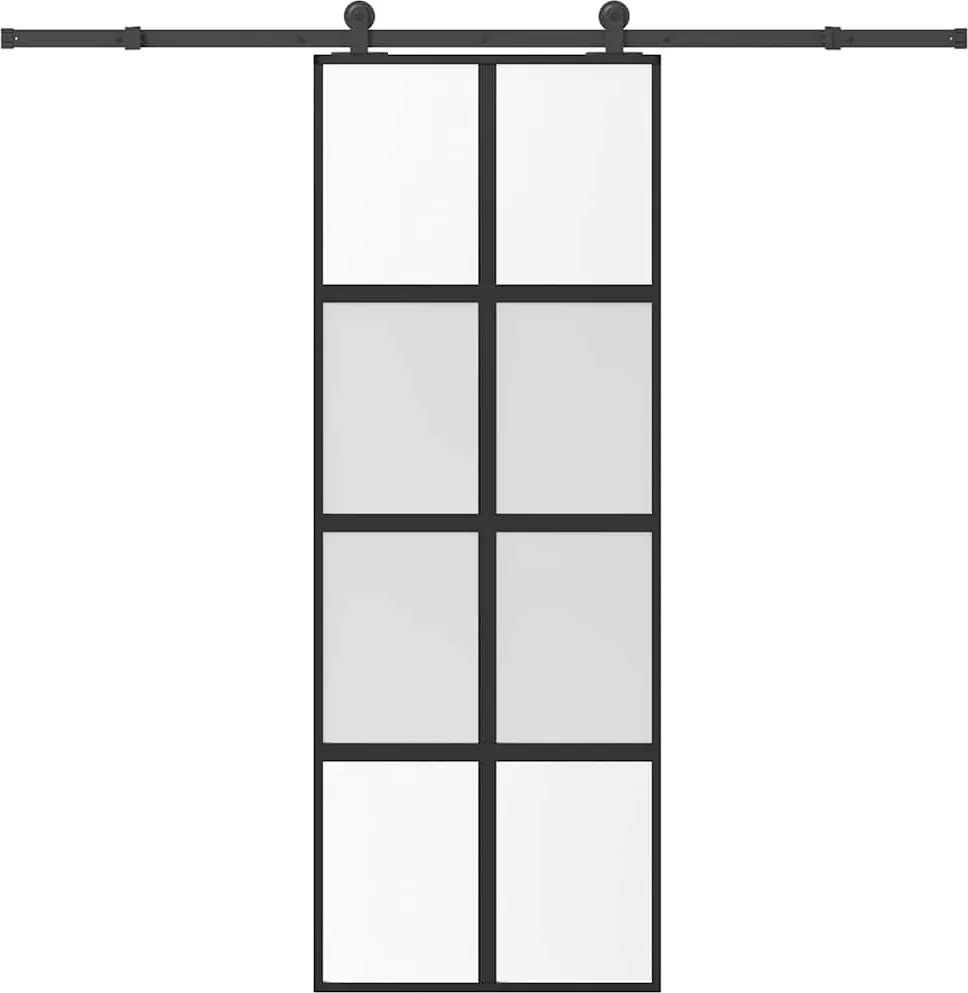 vidaXL Posuvné dveře s kováním 76x205 cm tvrzeného sklo a hliník