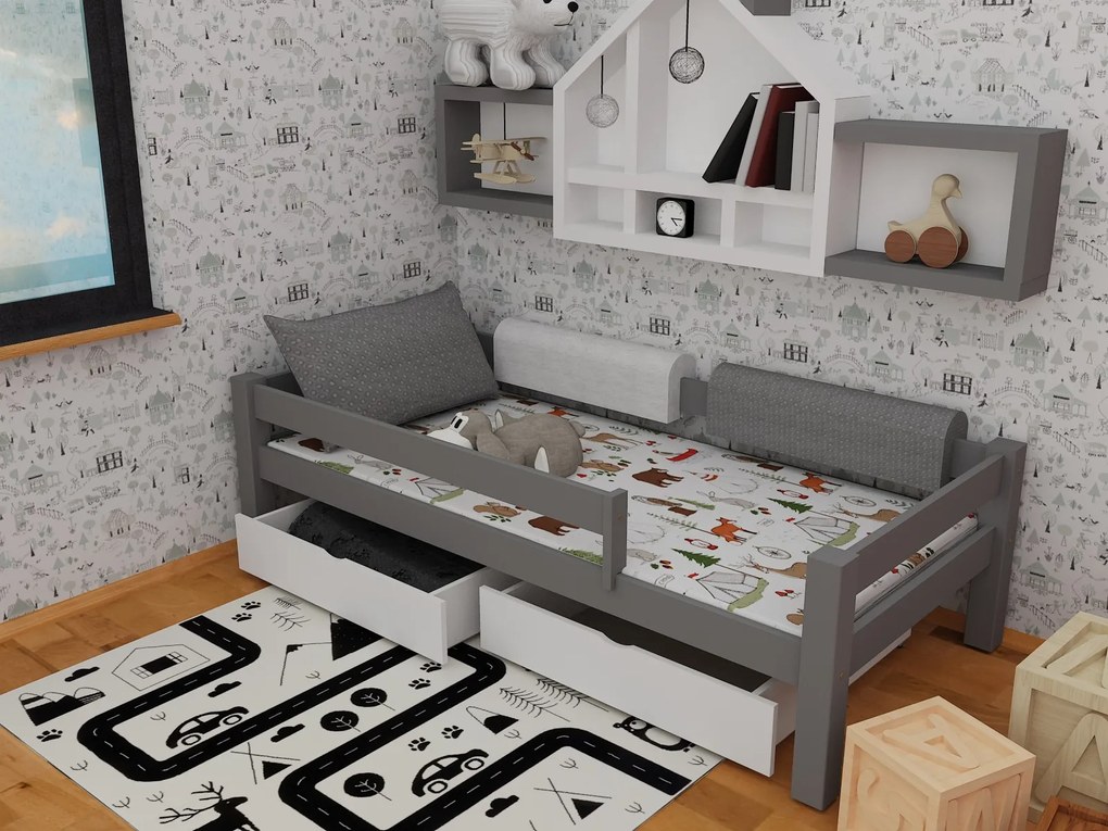 Vomaks Dětská postel 8X8 01C se zábranou Rozměr: 100 x 200 cm, Barva: barva šedá