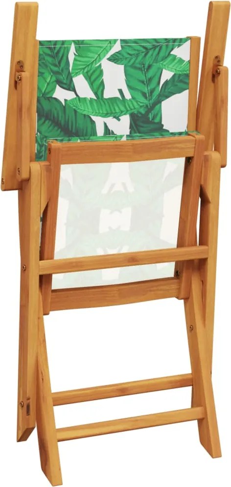 3dílný bistro set vzor listů textil a masivní dřevo 3281812