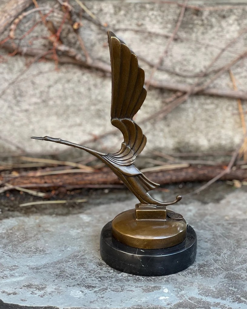 Bronzová socha soška - Čáp bílý pták - art deco
