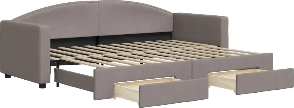 Válenda s přistýlkou a zásuvkami taupe 80 x 200 cm textil 3197222