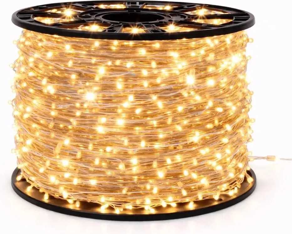Eco Fix LED světelný řetěz, venkovní, 80 m, teple bílá s FLASH, 800 diod, čirý kabel, IP67, cívka