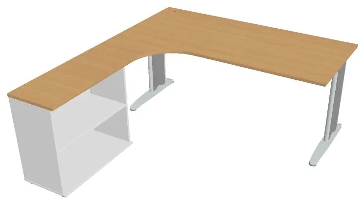 Sestava stolu a skříně pravá 180 cm - Hobis Flex FE 1800 H P Dekor stolové desky: buk, Barva nohou: Stříbrná