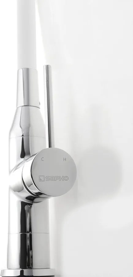 Sapho Sapho, SILI stojánková dřezová baterie, flexibilní ramínko, černá/chrom, SR481