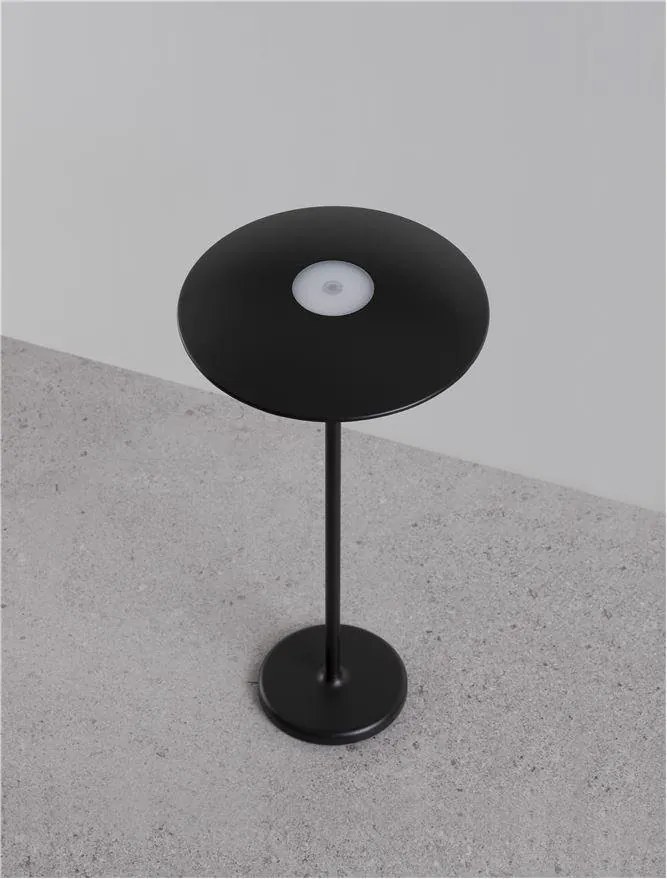 NV 9492441 Venkovní stolní lampa FABIO černý litý hliník a matný akryl LED 2W 3000K 5V DC 83st. IP54 vypínač na těle / USB kabel - NOVA LUCE