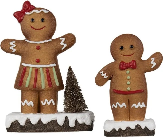 Hnědá vánoční dekorace holčička Perníček Gingerbread - 15*7*21 cm