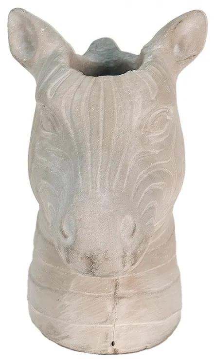 Cementový květináč v designu hlavy zebry – 16x10x15 cm