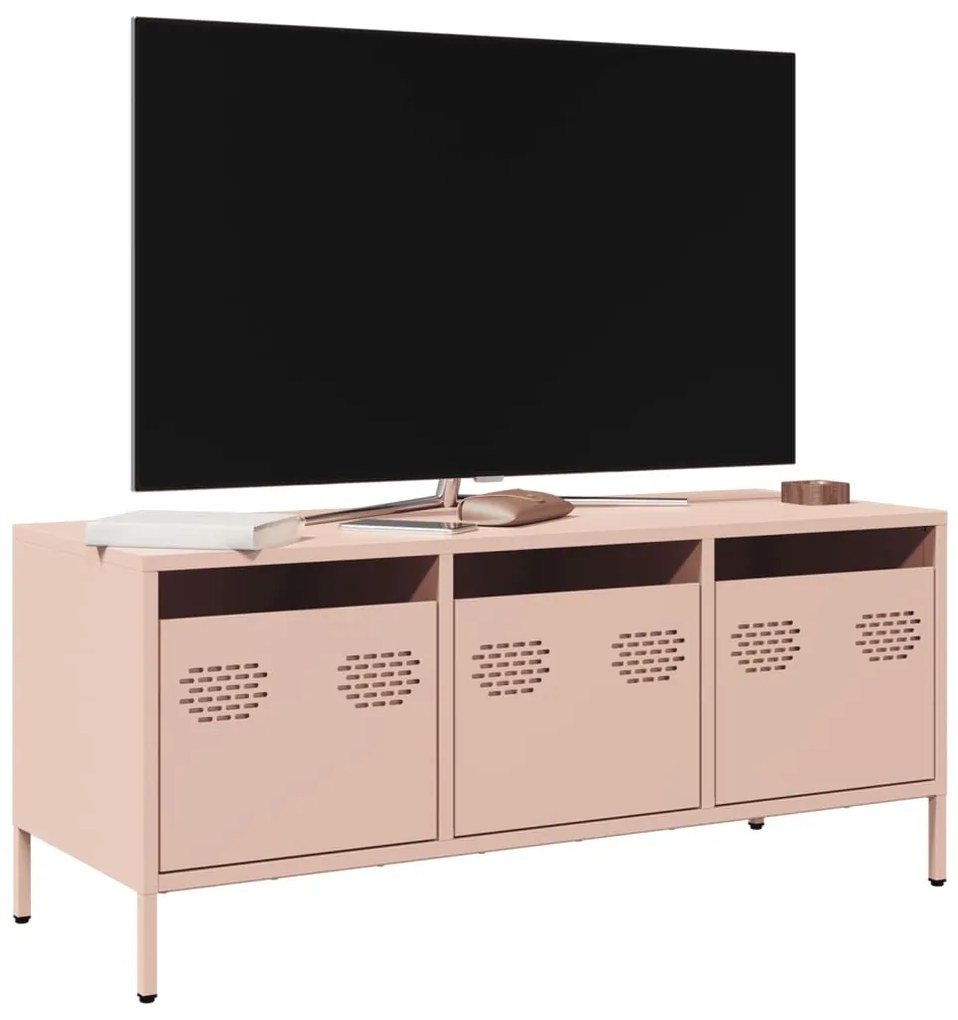 TV skříňka růžová 101,5x39x43,5 cm ocel válcovaná za studena