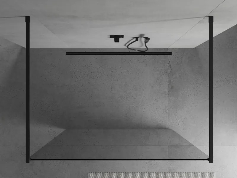 Mexen Kioto, sprchová zástěna Walk-In 145 x 200 cm, 8mm čiré sklo, černý profil, 800-145-002-70-00
