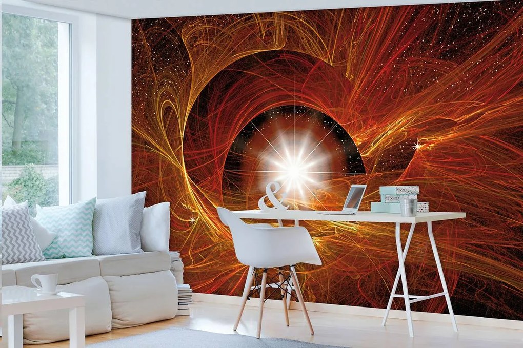 Fototapeta - Zlatá abstraktní Supernova (254x184 cm)