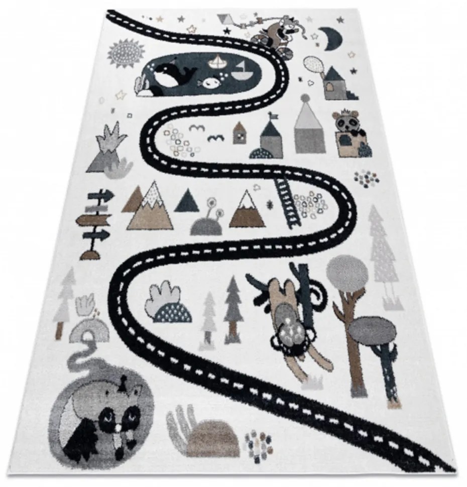 Dětský kusový koberec Cesta z města krémově bílý, Velikosti 200x290cm
