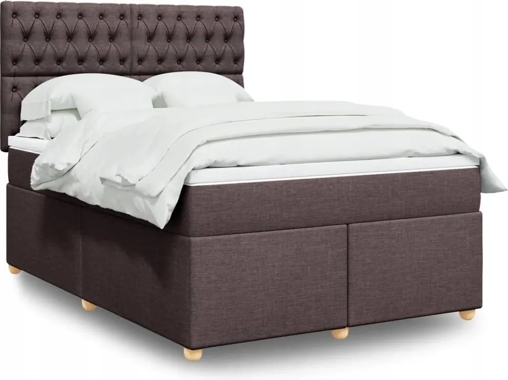 Box Spring Postel S Matrací Textil Tmavě Hnědá Prošívaný design 160 x 200